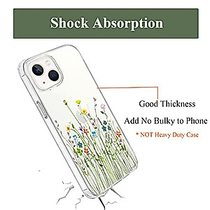 Unov Clear Case with Design Embossed Floral Pattern Compatible with iPhone 14 /13 Soft TPU Bumper Slim Protective 6.1 Inch (Flower Bouquet)
