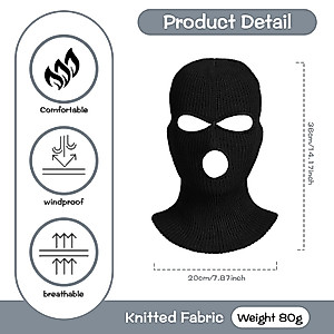 BBTO 12 Pack Knitted Full Face Cover Ski Neck Gaiter Warm Knit Winter Balaclava 3 Hole Ski Mask for Men Women Adult Outdoor Sports (Black), One Size