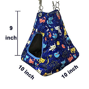 FULUE Small Animal Tent and Double Hammock for Ferret Rat Guinea Pig Degu Mice Hamster（Blue）