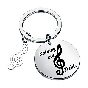BEKECH Music Keychain Music Lover Gifts Nothing But Treble Keychain with Music Note Charm G Clef Note Musical Jewelry Gift for Musicians Music Teachers Students (silver)