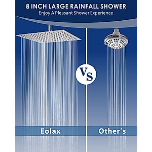 12'' Rain Shower Head with 11'' Adjustable Extension Arm - Eolax Large Rainfall Showerhead Solve Low Water Pressure and Flow - Bathroom Square Shower Heads Made of 304 Stainless Steel - Chrome