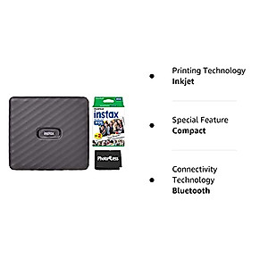 Fujifilm Instax Link Wide Printer Mocha Grey + Wide Twin Pack Instant Film + Cloth