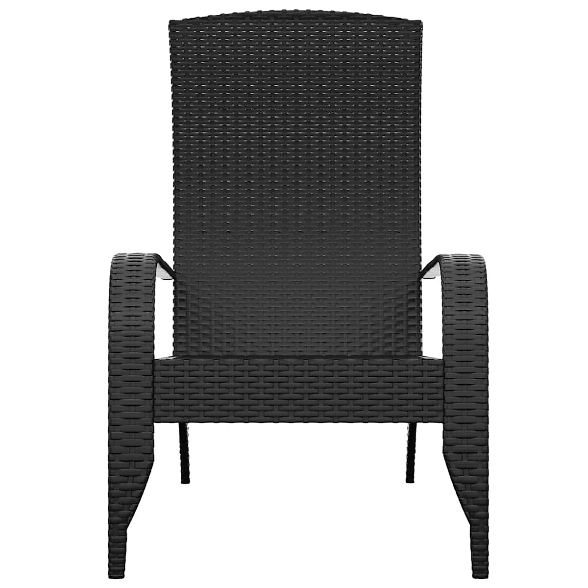 Tidyard Patio Adirondack Chair Black Poly Rattan Outdoor Fire Pit Chair Wooden Garden Armchair for Porch Pool Lawn Deck Backyard Balcony Outdoor