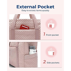 BAGSMART Large Tote Bag For Women, Travel Shoulder Bag Top Handle Handbag with Yoga Mat Buckle for Gym, Work, Travel(Pink, Large)