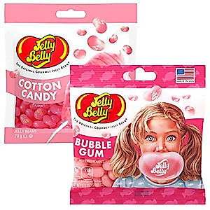 Jelly Belly Bubble Gum and Pink Cotton Candy Jelly Beans, Pack of 2, 3.5 oz each pack