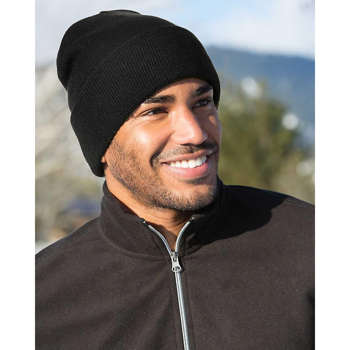 FURTALK Beanie,Soft Knit Warm Winter Hats for Women and Men,Acrylic Cuffed Beanies (One Size,Black)