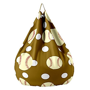 Lukery 3D Baseball Stuffed Animal Storage Bean Bag Chair Cover for Kids and Adults, Stuffable Beanbag (No Filler) Living Room Washable Bean Bag Lazy Sofa (L/35.4x43.3'',Curry Color)