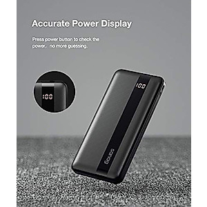 Portable Charger,SANAG 10000mAh Power Bank Built-in USB C/Micro USB Cables,LCD Display Ultra Slim Fast Charging External Phone Battery Pack Compatible with iPhone iPad Samsung Pixel and More