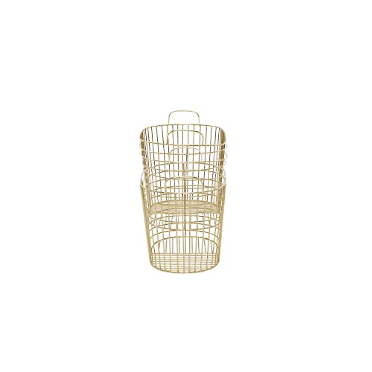 CosmoLiving by Cosmopolitan Metal Round Storage Basket with Handles, Set of 2 20", 17"W, Gold