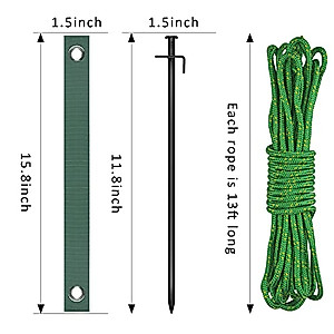 FCENDS Tree Stake Kit, Heavy Duty Anchor Support Kit for Young Trees Against Bad Weather, Tree Straightening Kit Include 3Pcs Tree Straps, 3Pcs 11.8 in Metal Stakes, 3Pcs Ropes