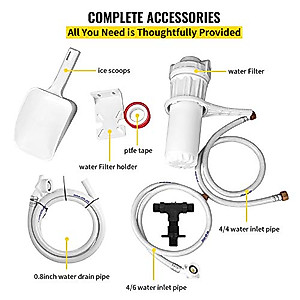 VEVOR 110V Commercial Ice Machine 440LBS/24H with 77LBS Bin, Full Cube, LED Panel, Stainless Steel, Air Cooling, ETL Approved, Professional Refrigeration Equipment, Include Scoop and Connection Hose