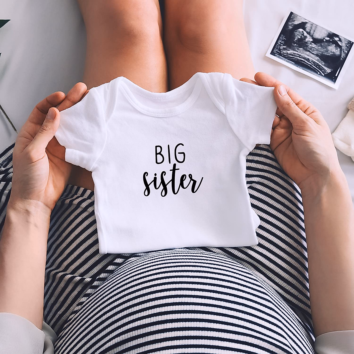 Printique Organic GOTS Certified Baby Onesie Unisex Bodysuit 0-18 months - Big Sister | Family Baby Announcement (Big Sister, 6-9 Months)