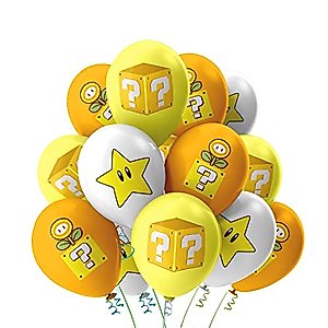 24Pcs Mario Party Latex Balloons, Super Bros Birthday Party Balloons, Super Bros Game Party Balloon Decoration