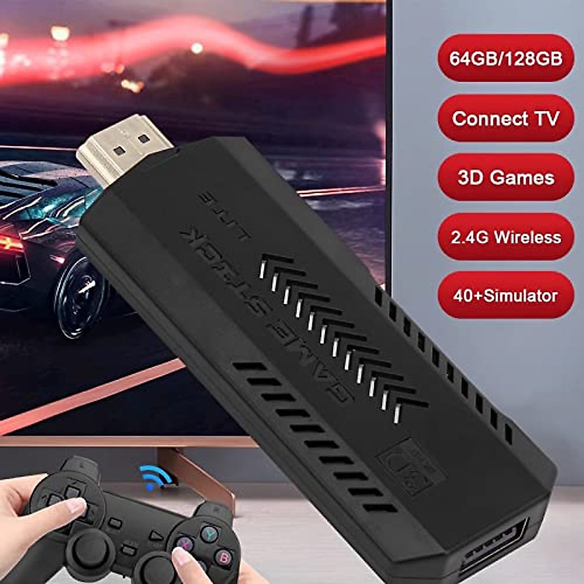 BTOVELIF Wireless Retro Game Console, Retro Game Stick, Nostalgia Stick Game, Plug & Play Video Game Stick Built-in 35000+ Games,4K HDMI Output,Dual 2.4G Wireless Controllers(64G)