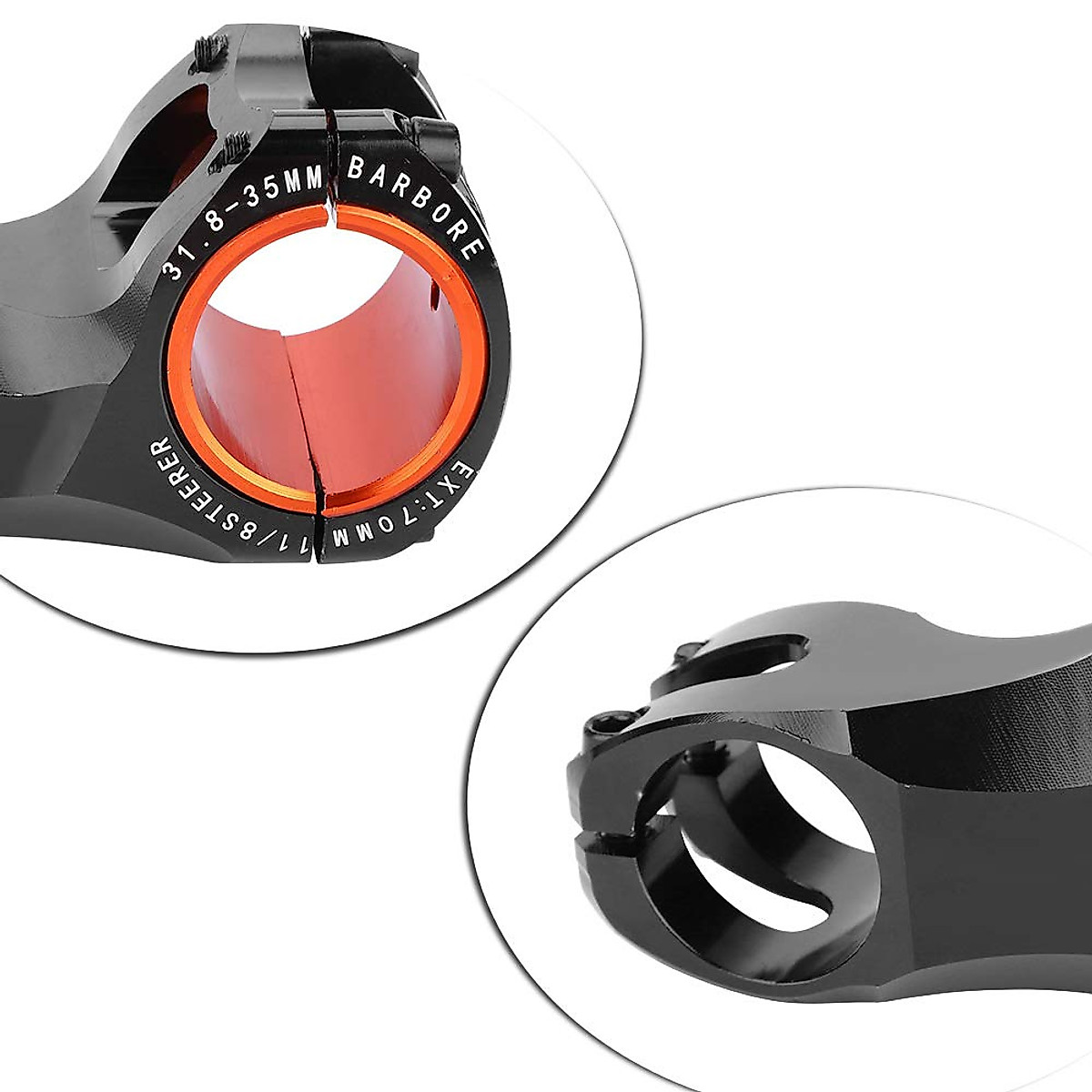 Stem, Lightweight Mountain Bike 17 Degree Alunimium Alloy Bike Tube Stem 31.8mm Replacement (Black)