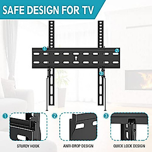 MOUNTUP Tilting TV Wall Mount TV Bracket for Most 26-55 Inch LED LCD OLED Flat/Curved TVs, Low Profile TV Mount Save Spacing - Fits 12" to 16" Studs, Max VESA 400x400mm up to 99 LBS, MU0007