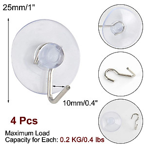 uxcell 4pcs Suction Cup Hooks 1 Inch Diameter Wall Hooks Hangers Removable Kitchen Bathroom Wall Vacuum Holder for Smooth Tile Glass