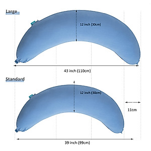 BYRIVER 43" Long C Shaped Body Pillow for Adults Men Women, Side Sleeper Pillow for Neck Shoulder Back Pain Relief, Cooling Post Sugery Pillow Pregnancy Pillow, Blue Black Washable Pillowcase (XL)