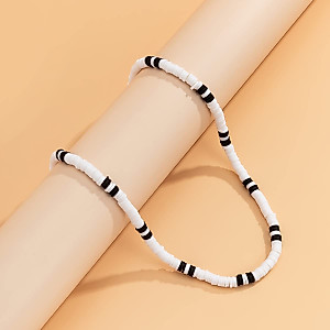 Sora Tuki Puka Shell Necklace Men Surfer Necklace Brown Coconut Shell Necklace Beads Necklace for Men Seashell Conch Beach Necklace for Women Heishi Necklace Summer Jewelry