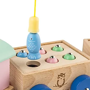 SSol & Sam Wooden Fishing Games - 2 in 1 Magnetic Fishing Toy and Toy Train - Fishing Toy & Train Toy for Toddlers and Kids Aged 3 & Up