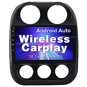 10.1 Inch Car Stereo Radio Compatible for Jeep Patriot Compass 2010-2016 with Wireless CarPlay Wired Android Auto,Android 12 Player Radio with Bluetooth,WiFi,SWC,Support GPS