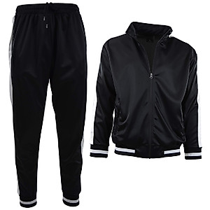 ChoiceApparel Mens Athletic 2 Piece Tracksuit Set (XL, 877-Black)