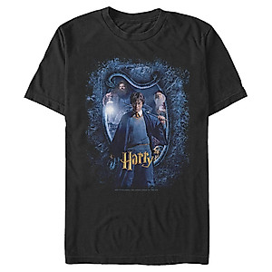 Harry Potter Men's Chamber Harry and Sword Short Sleeve Tee Shirt, Black, Large