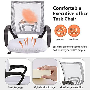 BestOffice Office Chair Ergonomic Desk Chair Mesh Computer Chair Lumbar Support Modern Executive Adjustable Stool Rolling Swivel Chair for Back Pain,White