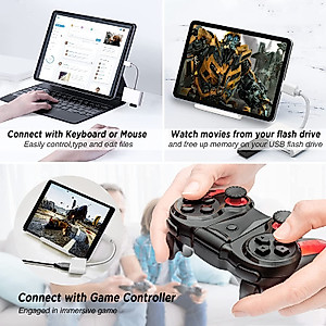 [Apple MFi Certified] Lightning to SD Card Reader for iPhone iPad,4 in 1 Lightning Male to USB Female OTG Adapter Compatible SD/TF Card,Memory Card Reader Portable USB 3.0 Adapter with Charging Port