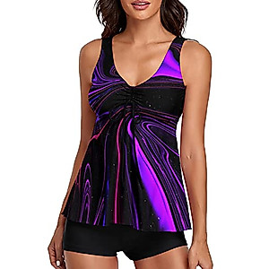 MARZXIN Tankini Swimsuits for Women Two Piece Bathing Suits Swimwear with Boyshorts FloralG XXL