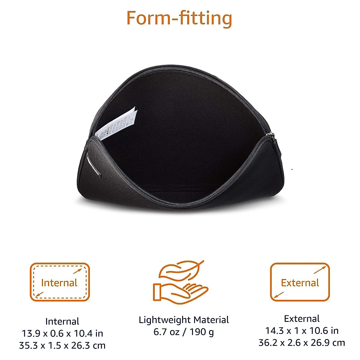 Amazon Basics 14-Inch Laptop Sleeve, Protective Case with Zipper - Black