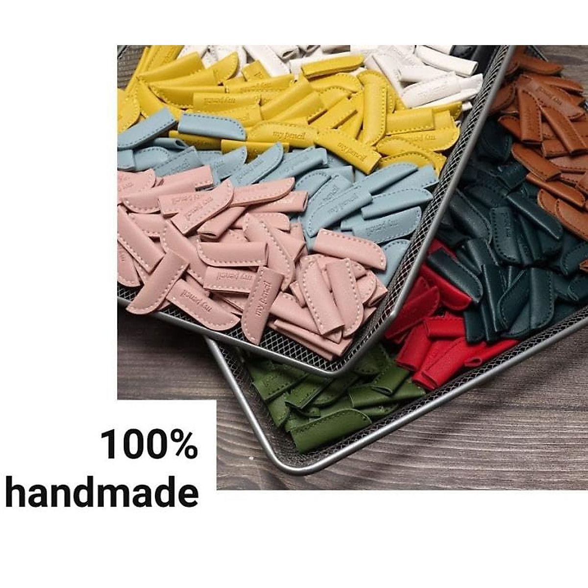 AWESOME MAKE IT, Leather Pencil Cap (3 Pack), Handmade, School & Office Essentials, Pencil Cover, Protector, case, Accessories, 6 Colors (Olive)