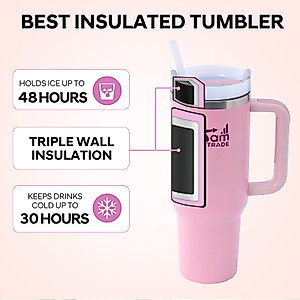 Samtrade Drinking Cup, Stainless Steel Insulated Tumbler with Handle (40oz) - 100% Leak-Proof Friendly Travel Mug, Light Lavender, YX-T40