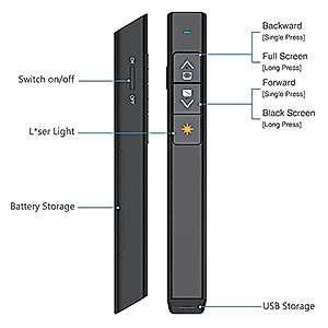 DinoFire Presentation Clicker Laser Pointer for Cats Dogs, 100FT Wireless Presenter Remote PowerPoint Clicker Presentation Remote, 2.4GHz Presentation Pointer for Mac, Laptop, Computer Cat Laser Toy