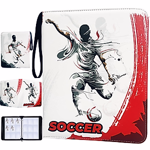 900 Pockets Soccer Cards Binder,Trading Cards Holder Card Collectors Album,Trading Card Binder 9 Pocket with 50 Removable Sleeves for Soccer Card and Sports Card