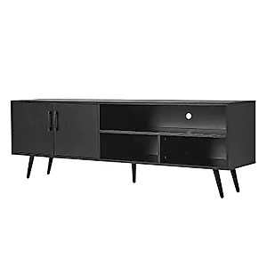 Panana TV Stand Television Console Unit Cabinets with 3 Open Cubby and 2 Doors for Living Room Bedroom for TVs up to 70 Inches (62.99 Inches Black)