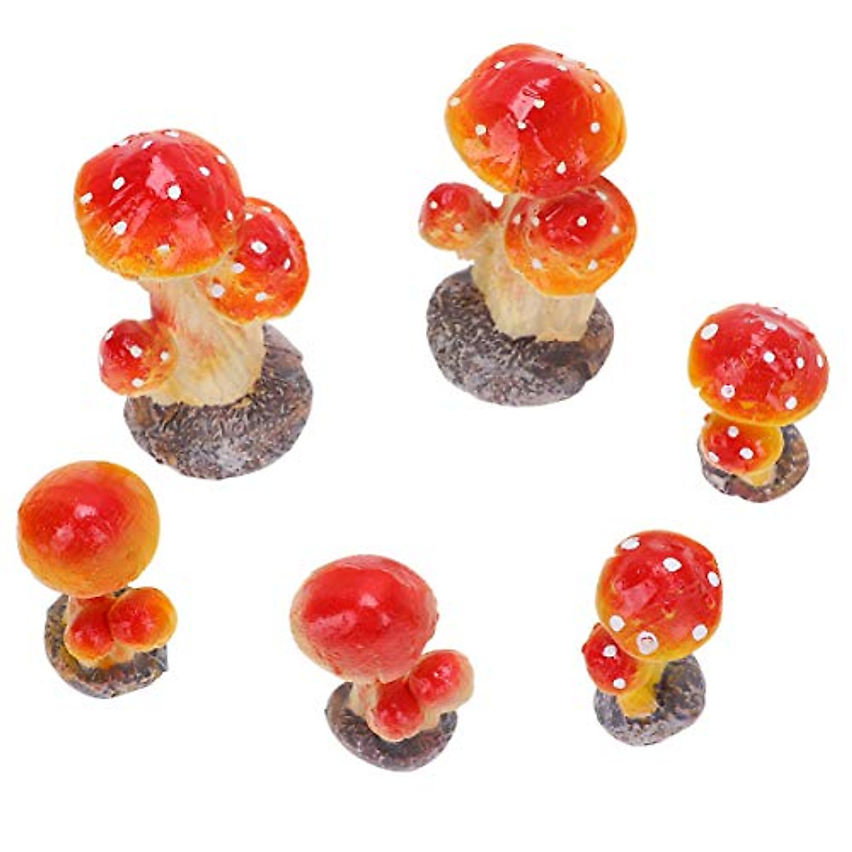 DOITOOL 6pcs Mini Mushroom Fairy Garden Miniature Figurines Mushroom Resin Figures for Garden Ornaments Plant Pots Bonsai Crafts Micro Landscape Decoration