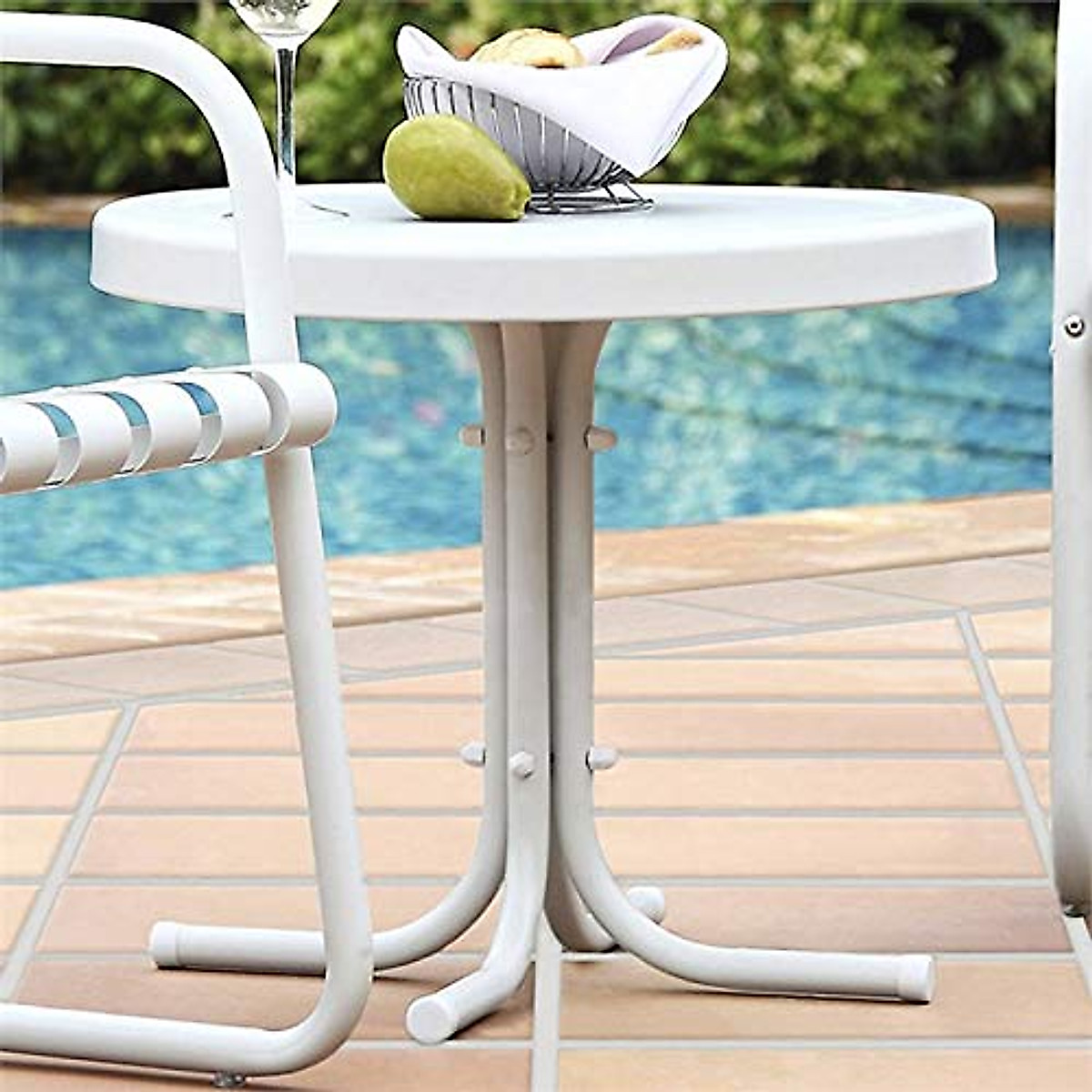 Crosley Furniture Gracie Retro 20-inch Metal Outdoor Side Table - Alabaster White