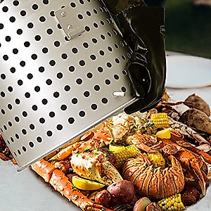 Creole Feast SBK0801 Seafood Boiling Kit with Strainer, Outdoor Aluminum Propane Gas Boiler with 10 PSI Regulator, Silver