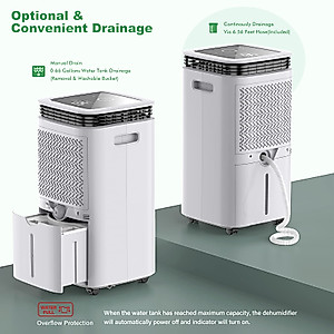 Waykar 2500 Sq. Ft Home Dehumidifier with Drain Hose for Bedrooms, Basements, Bathrooms, and Laundry Rooms - with Intelligent Touch Control and 3 Air Outlets, 24 Hr Timer, and 0.58 Gal Water Tank