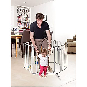 Dreambaby Royale Converta 3-in-1 Play Yard Baby Gate - with 6 Modular Panel - Fits Opening with 151 inch Wide & 29 inch Tall - White - Model L849