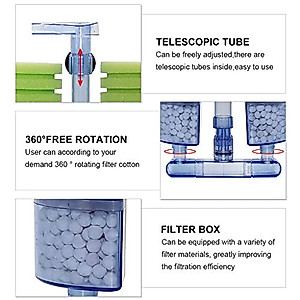 UPETTOOLS Aquarium Biochemical Sponge Filter Ultra Quiet Aquarium Air Pump Bio Sponge Fish Tank Foam Filter Comes with 4/2 Spare Sponges 4/2 Bag of Bio Ceramic Media Balls
