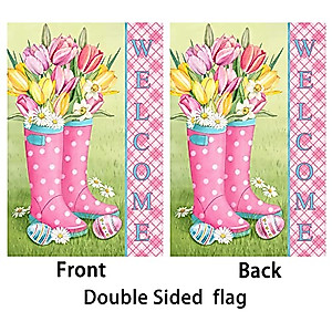 Hello Spring Flag,Spring Garden Flag Double Sided Welcome Burlap Seasonal House and Bird Summer House Flags 28x40 Inch Summer Garden Flag Outdoor Decor for Homes,Gardens,Patio or Lawn with 2 Grommets