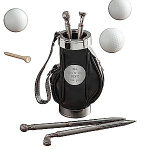 THINGS REMEMBERED Engraved Dad's Black Golf Bag Ballpoint Pen and Pencil Set (Free Customization)