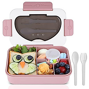 MaMix Bento Lunch Boxes for Kids, Bento Box Adult Lunch Box, 5 Compartment Lunch Box Containers for Kids Adults, Meal Prep Containers Accessories Reusable & Leakproof Pink