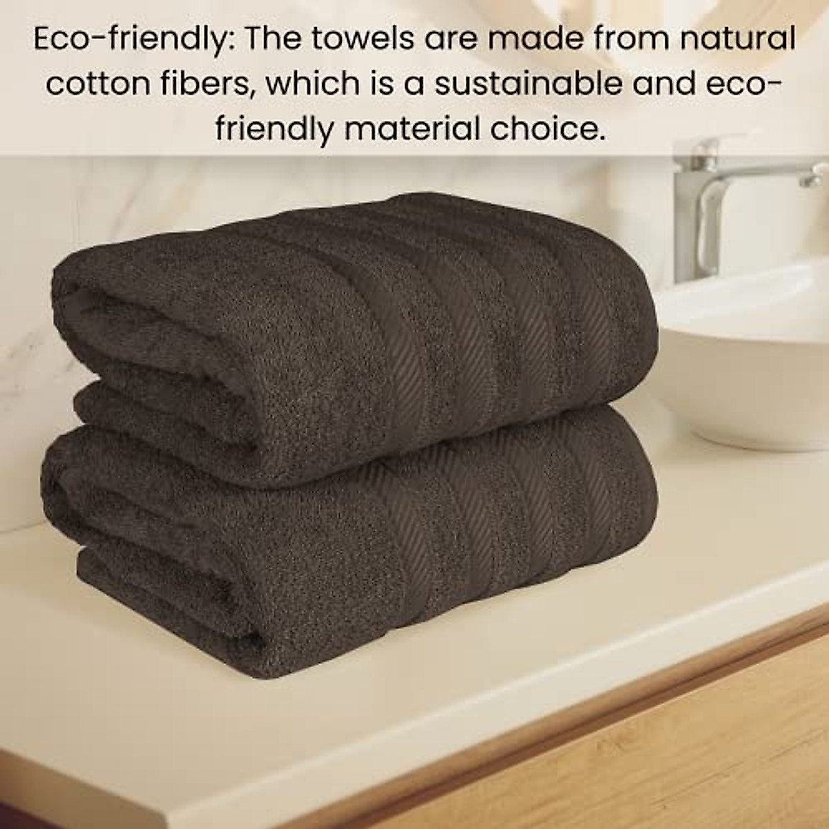 Cotton Clinic Oversized 2 Piece Bath Sheet Set, Jumbo Large 35x68 Bath Towels for Bathroom, 100% Cotton Bath Sheet for Adults, Quick Dry Absorbent Durable 2-Pack Bath Sheets Towels Chocolate Brown