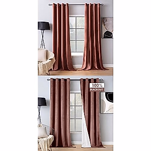 MIULEE Dusty Rose Velvet Curtains 96 inch Long and 100% Blackout Velvet Curtains