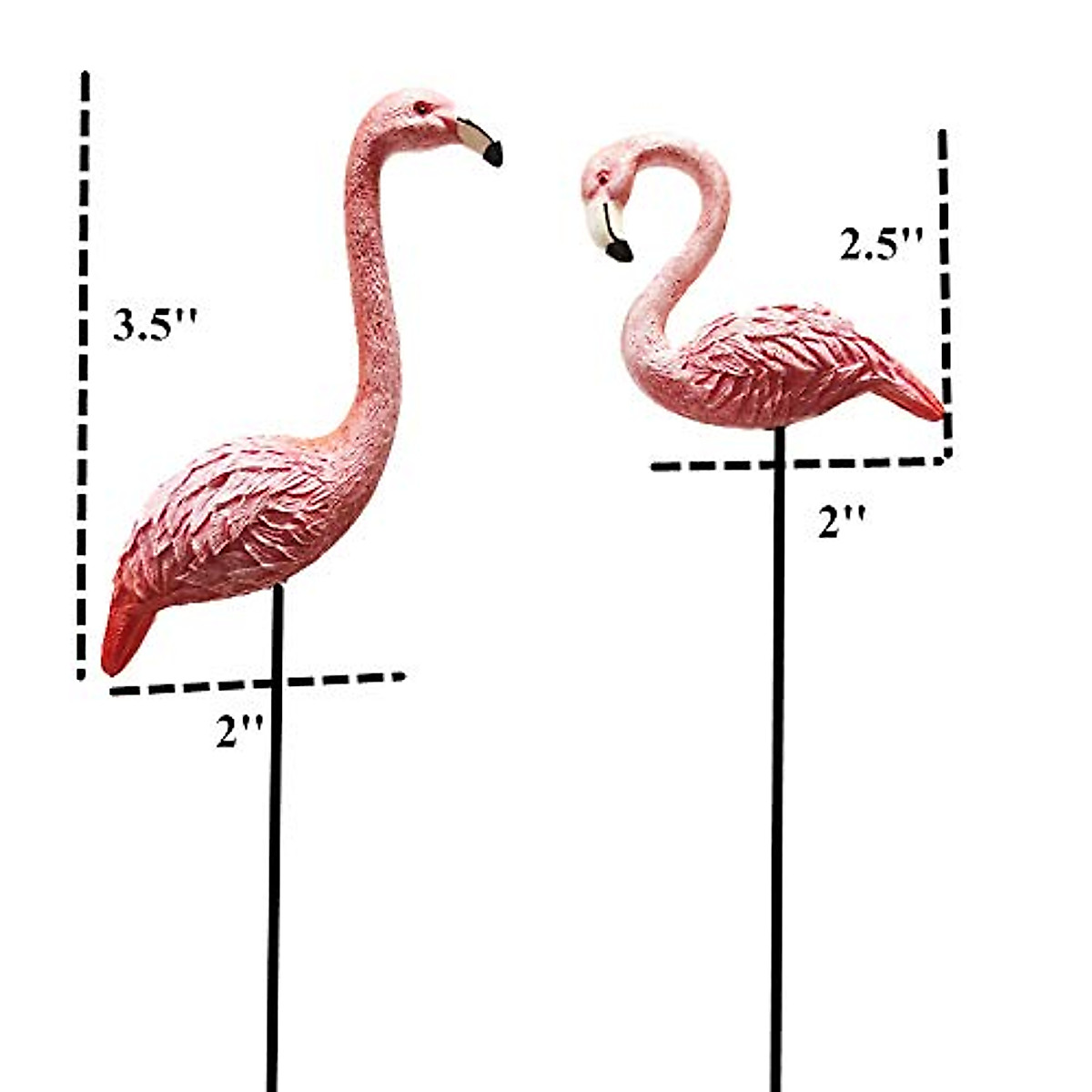 MUAMAX Miniature Flamingo Picks 2 Pack Fairy Garden Accessories Pink Miniature Garden Flamingo Figurines Decorative Plant Stakes for Pots Ornaments Flamingo Décor Gifts