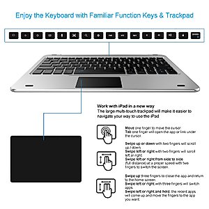 Arteck iPad 9th Gen 10.2-inch 2021 Keyboard Case with Track Pad, Bluetooth Keyboard with Folio Full Protection Case and Touch Pad for Apple 10.2-inch iPad 9 iPad 8, 7 with 130 Degree Swivel Rotating