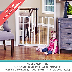 Toddleroo by North States 4 Bar Extension for Essential Walk Thru Baby Gate: Adjust your gate to fit your space, Add up to three extensions, No tools required, (Adds 12" width, White)